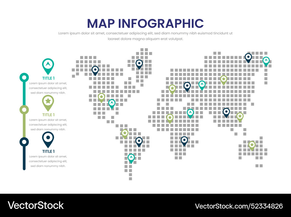 Flat design map infographic Royalty Free Vector Image