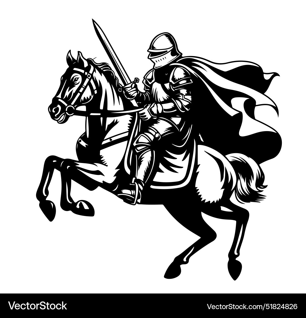 Knight hand drawn sketch in doodle style Vector Image