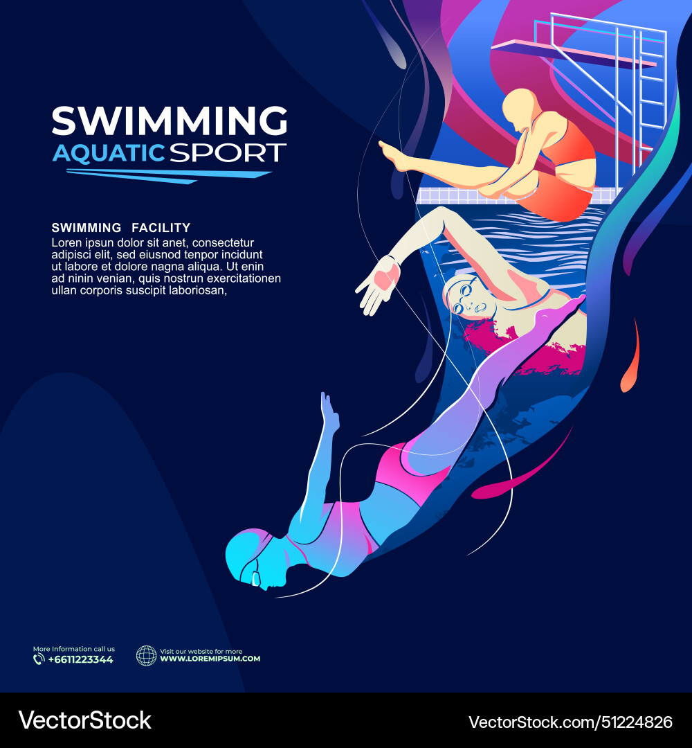 Swimming sport banner background Royalty Free Vector Image