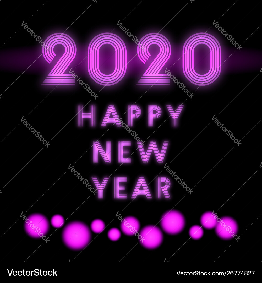 2020 happy new year background neon design Vector Image