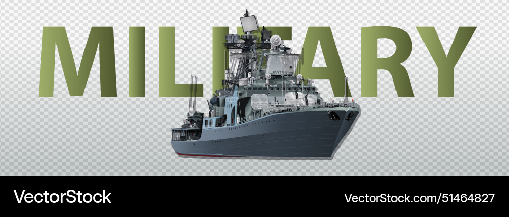 3d realistic military ship model warship side Vector Image