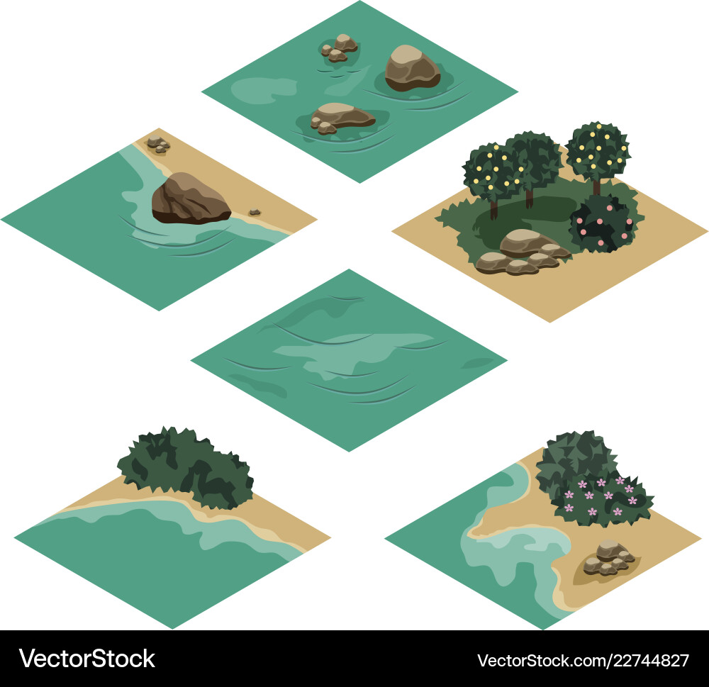 Beach Isometric Tile Set Royalty Free Vector Image