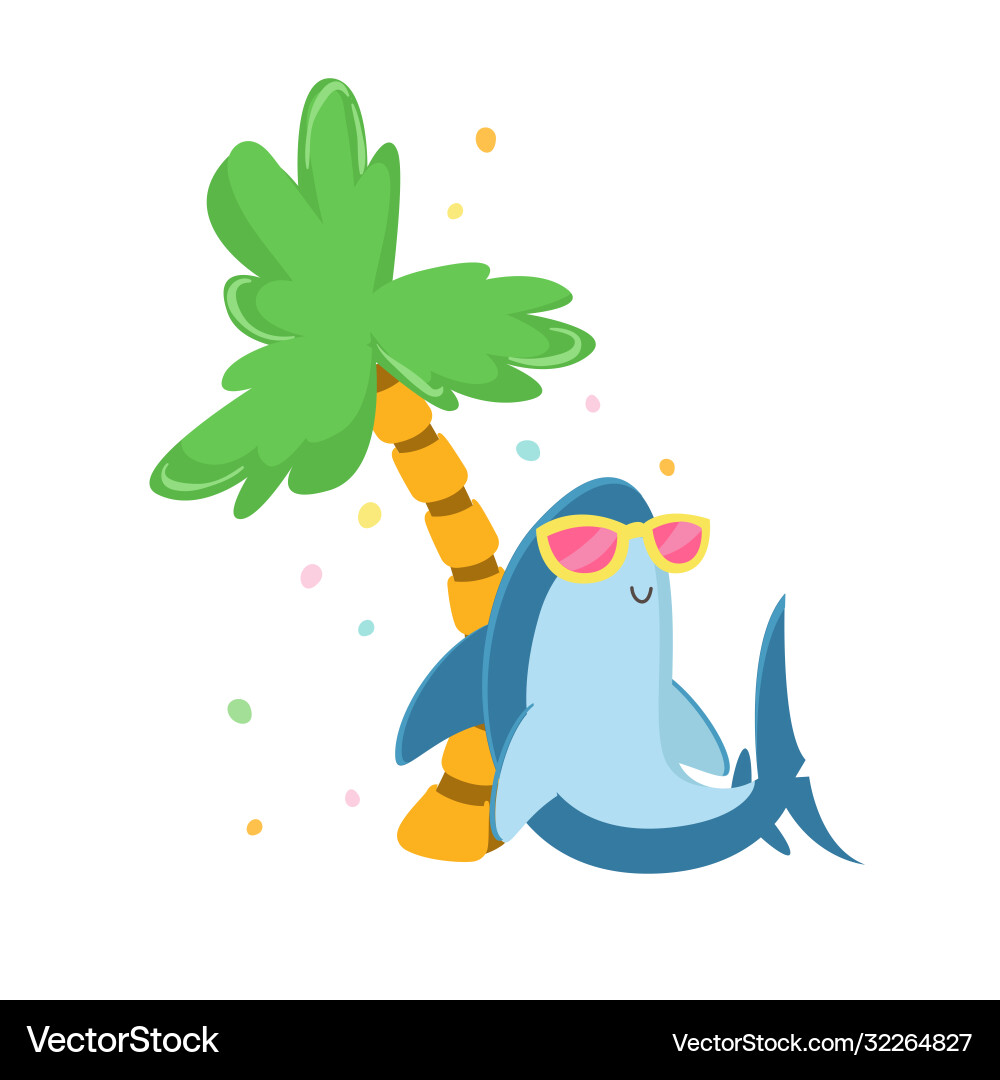 Cute Shark Relaxing with Sunglasses Royalty Free Vector