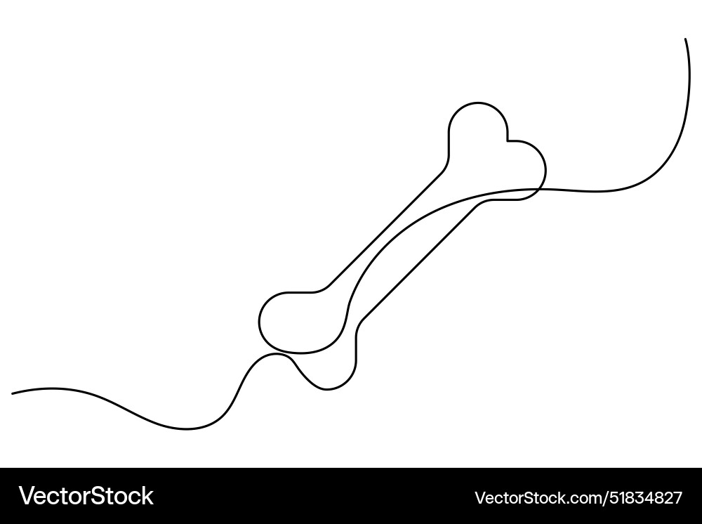 Dog bone continuous one line drawing Royalty Free Vector