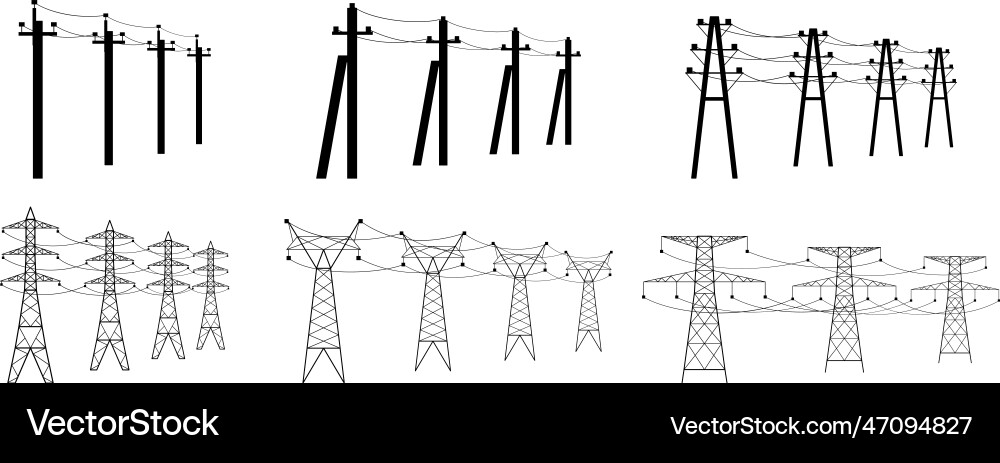 Energy distribution towers high voltage power Vector Image