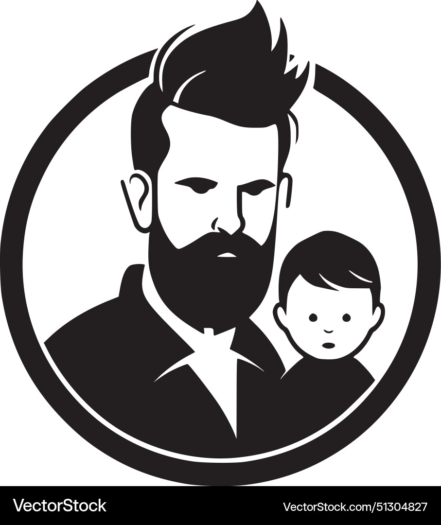 Father - black and white Royalty Free Vector Image