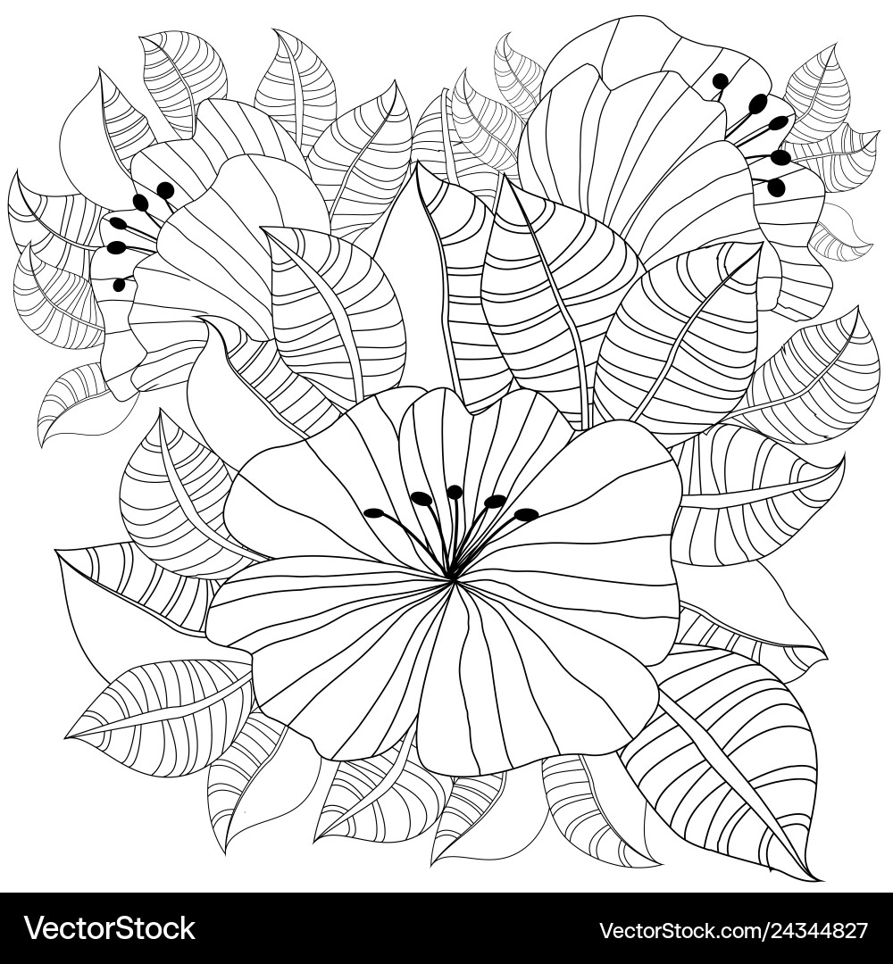 Hand drawn backdrop coloring book page for adult Vector Image