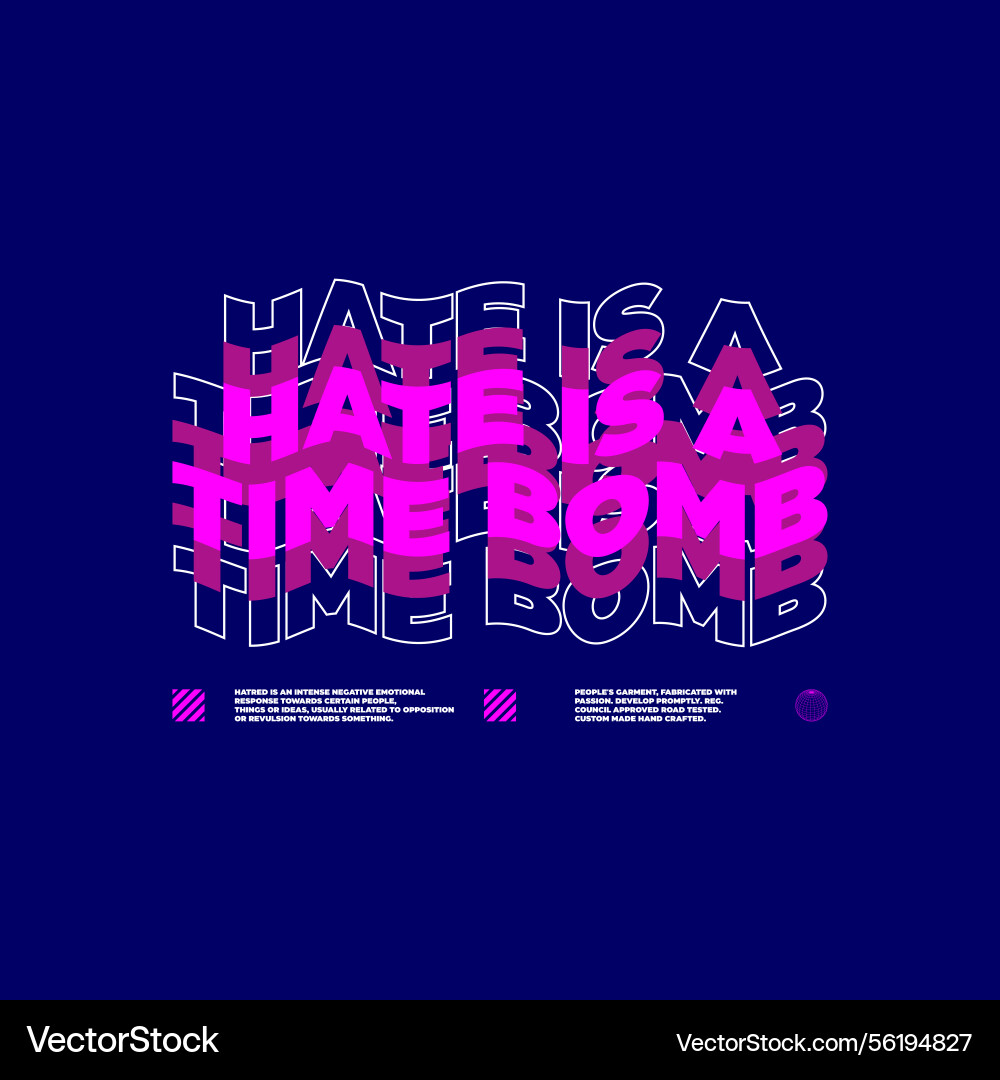 Hate is a time bomb slogan simple vintage Vector Image