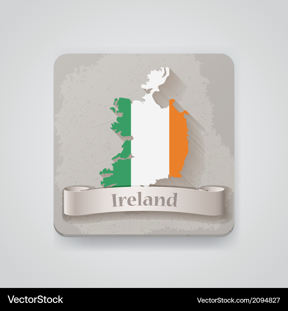 Icon of ireland map with flag Royalty Free Vector Image