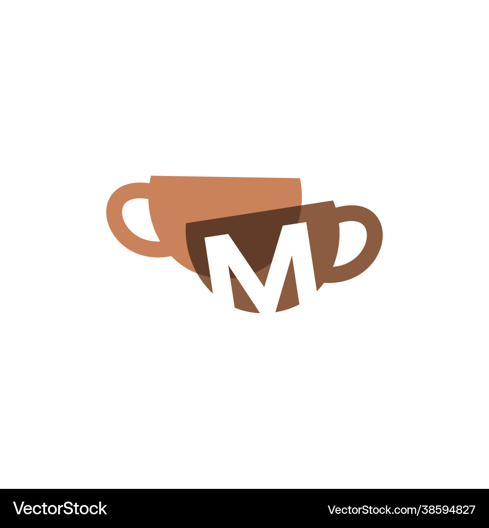 M letter coffee cup overlapping color logo icon Vector Image