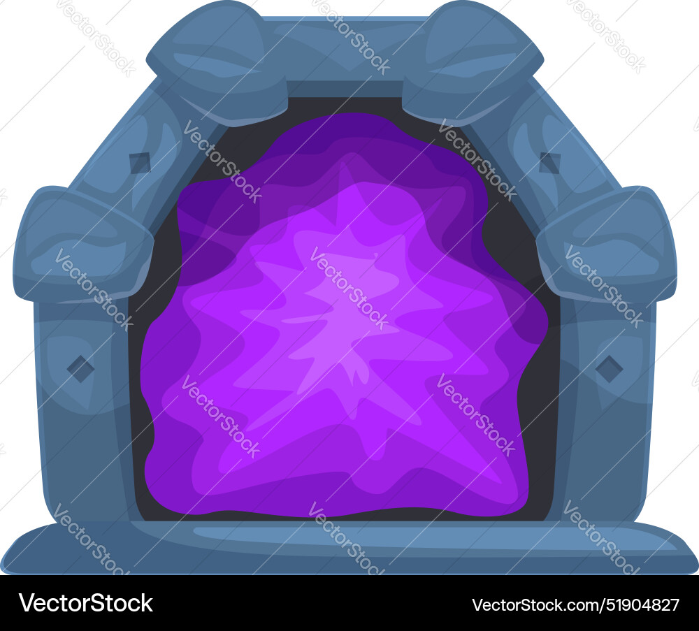 Magic portal glowing with purple light in stone Vector Image