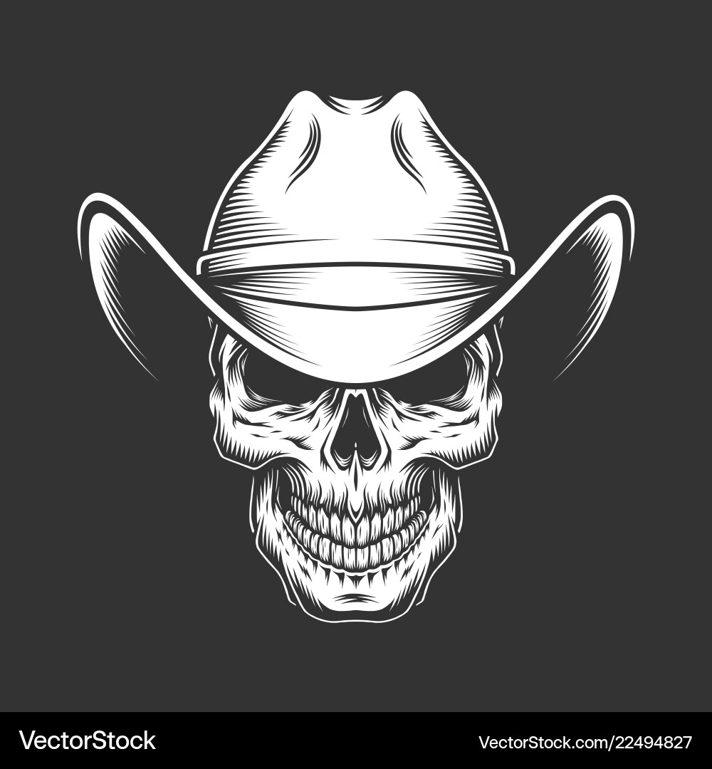 Monochrome Cowboy Skull Royalty Free Vector Image