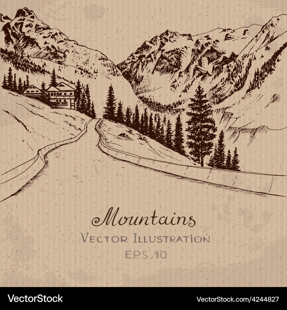 Mountain road Royalty Free Vector Image - VectorStock