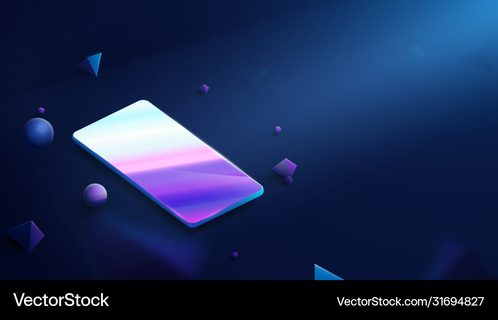 Realistic modern smartphone on dark background Vector Image