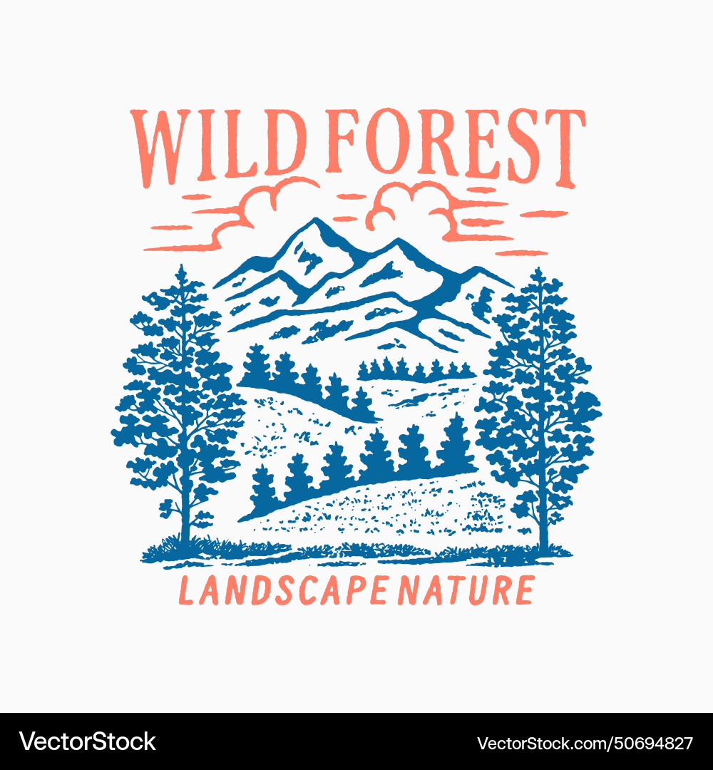 Wild forest nature mountains Royalty Free Vector Image