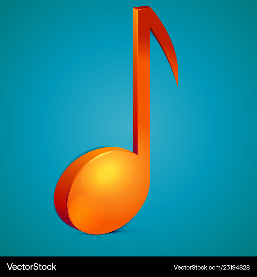 3d bright orange music note icon Royalty Free Vector Image