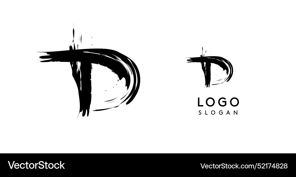 Brushstroke handdrawn letter d creative modern Vector Image