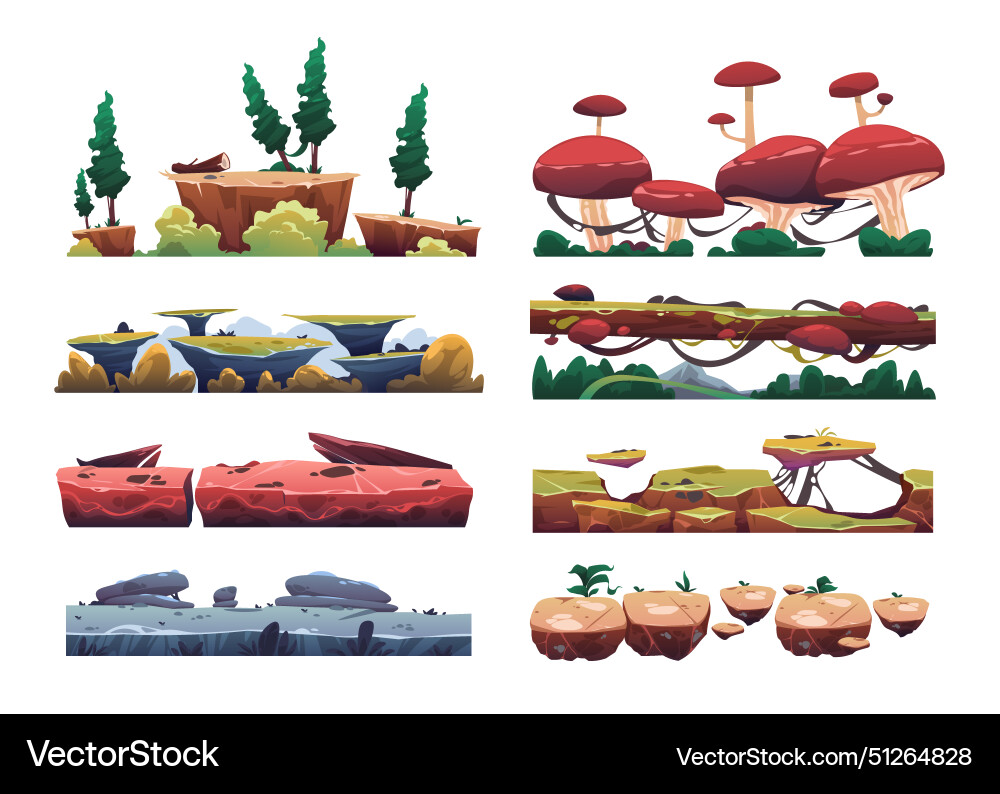 Cartoon game level surface ground and floor asset Vector Image