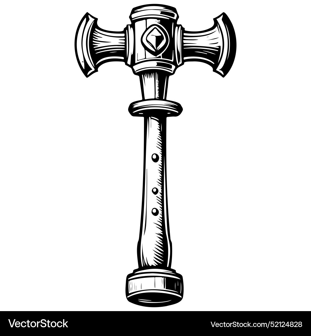 Cartoon hammer monochrome hand drawn line Vector Image