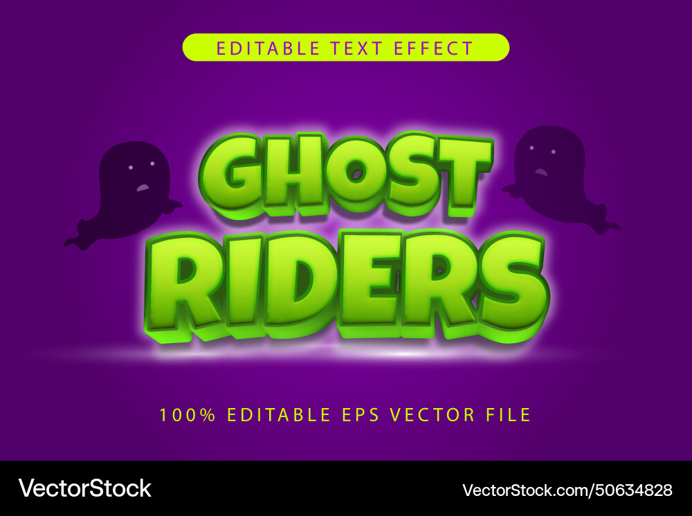 Ghost riders editable text effect 3d cartoon Vector Image