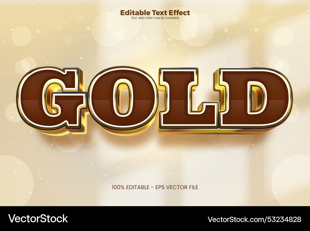 Gold editable text effect in modern trend style Vector Image