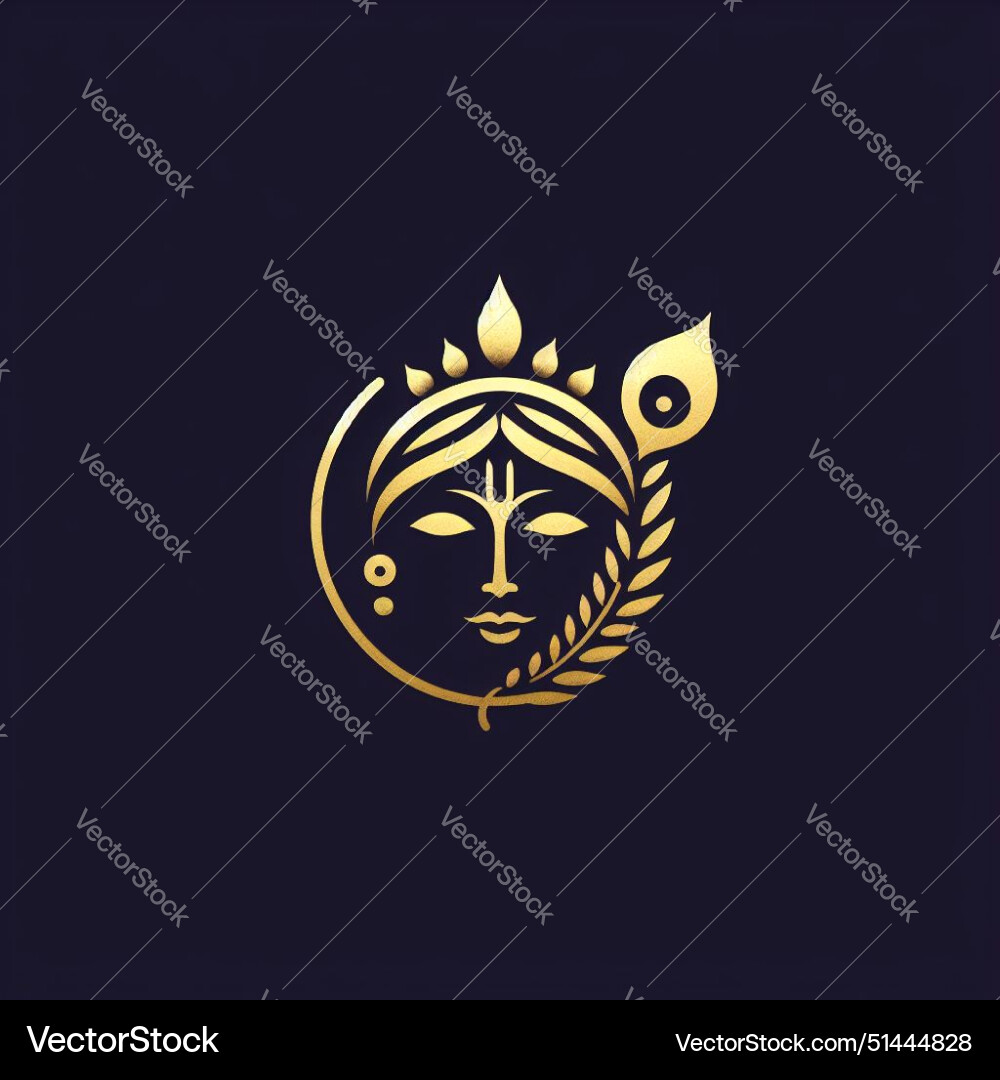Lord krishna logo Royalty Free Vector Image - VectorStock