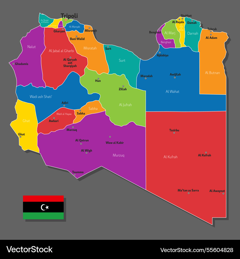 Map of libya Royalty Free Vector Image - VectorStock