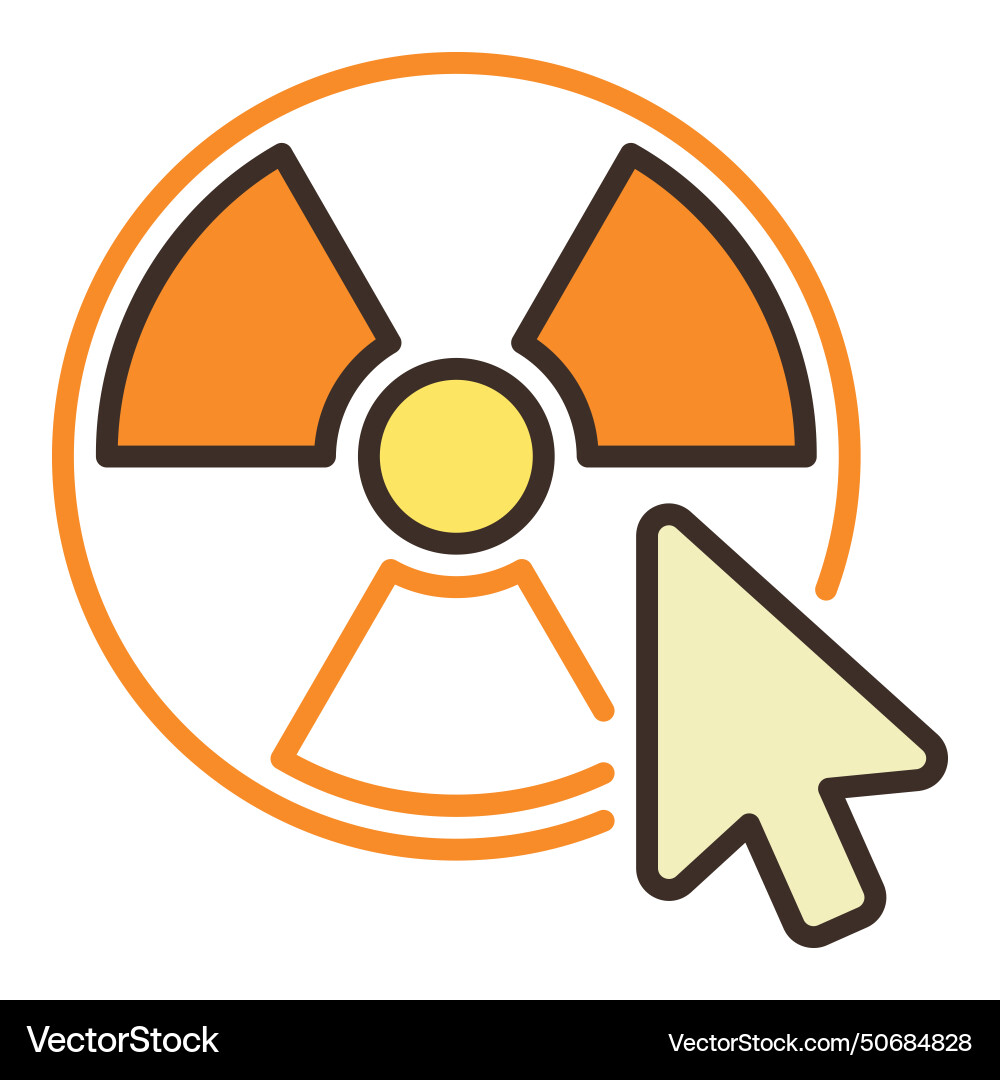 Mouse cursor and radiation symbol colored icon Vector Image