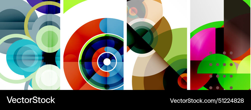 Set of circles geometric abstract posters Vector Image