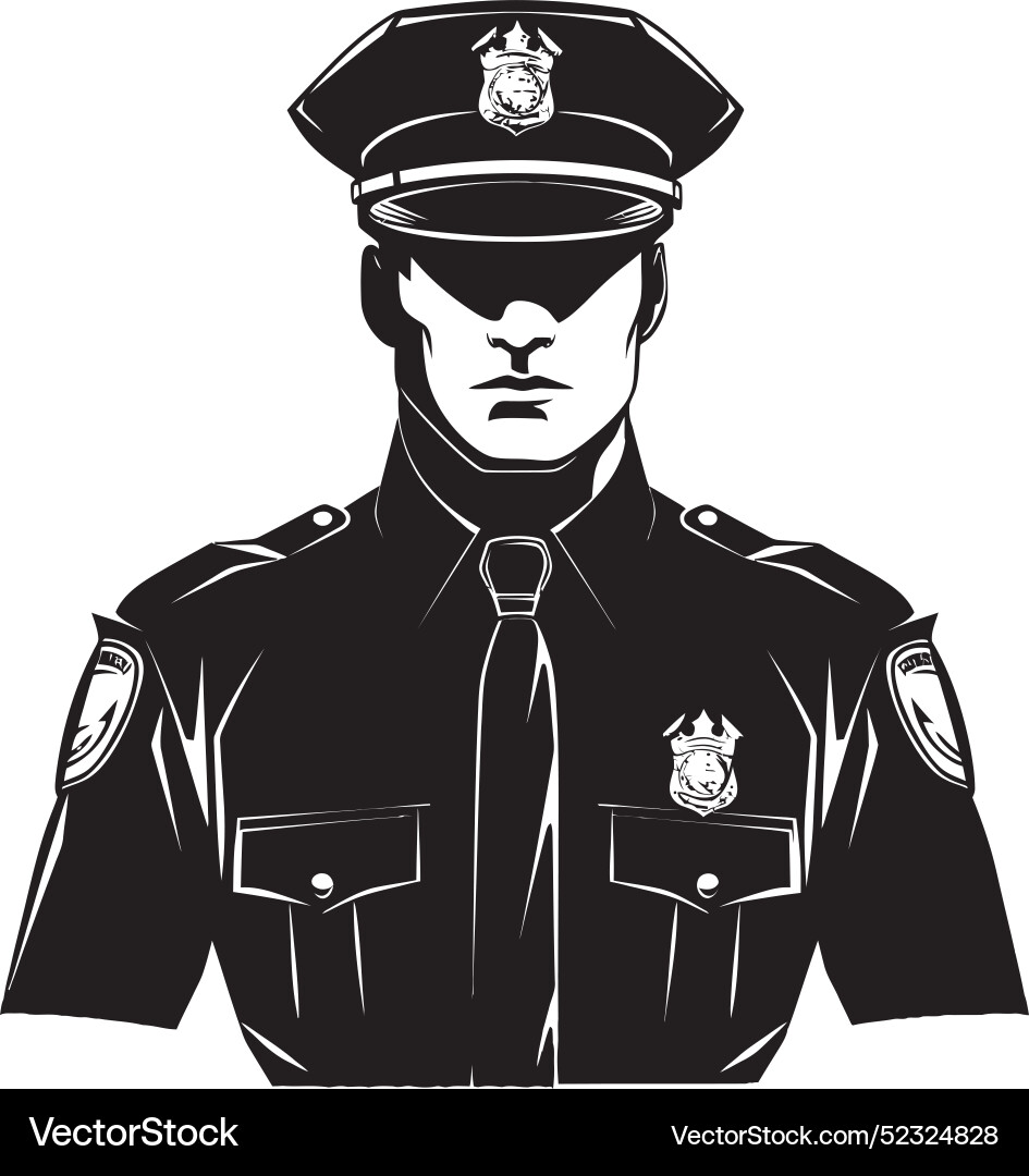 Silhouette sentinel dynamic police officer Vector Image