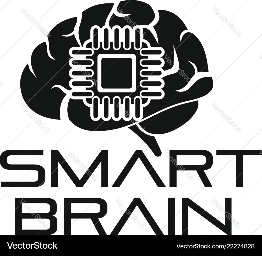 Smart brain logo simple style Royalty Free Vector Image