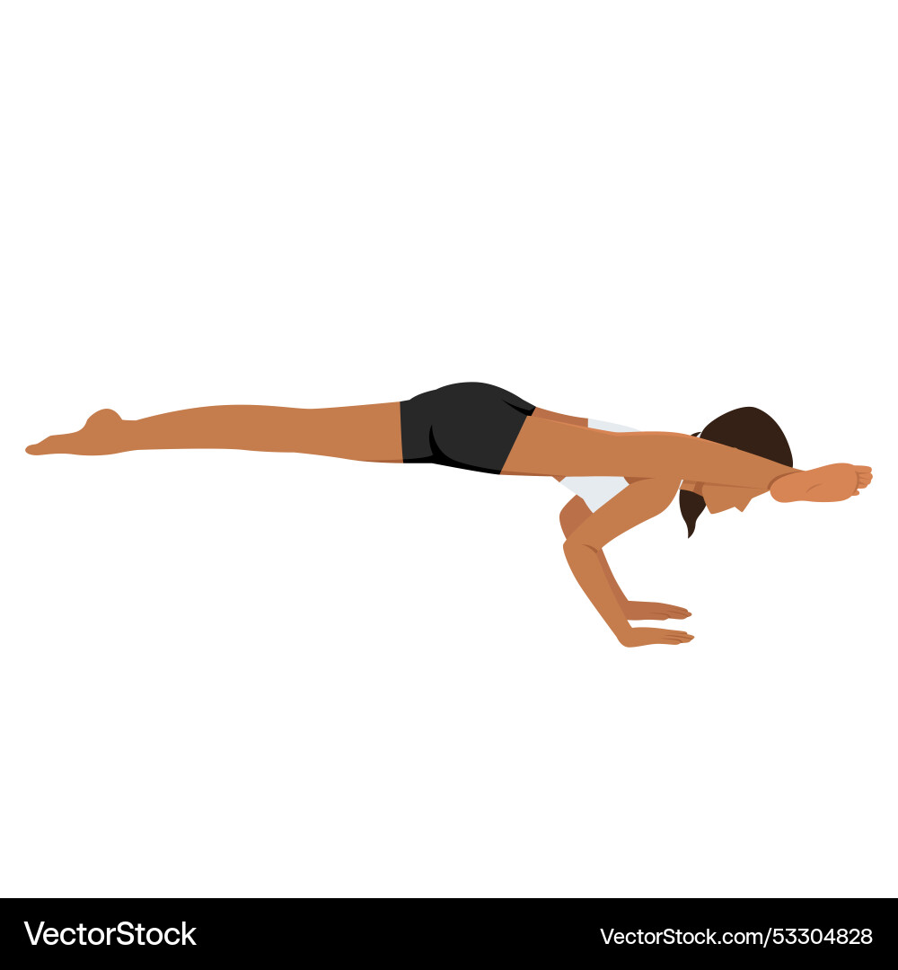Young woman doing twisted one legged arm balance Vector Image