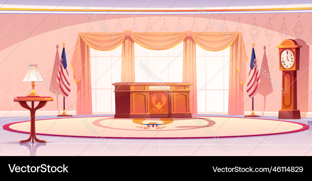 American president oval office cartoon background Vector Image