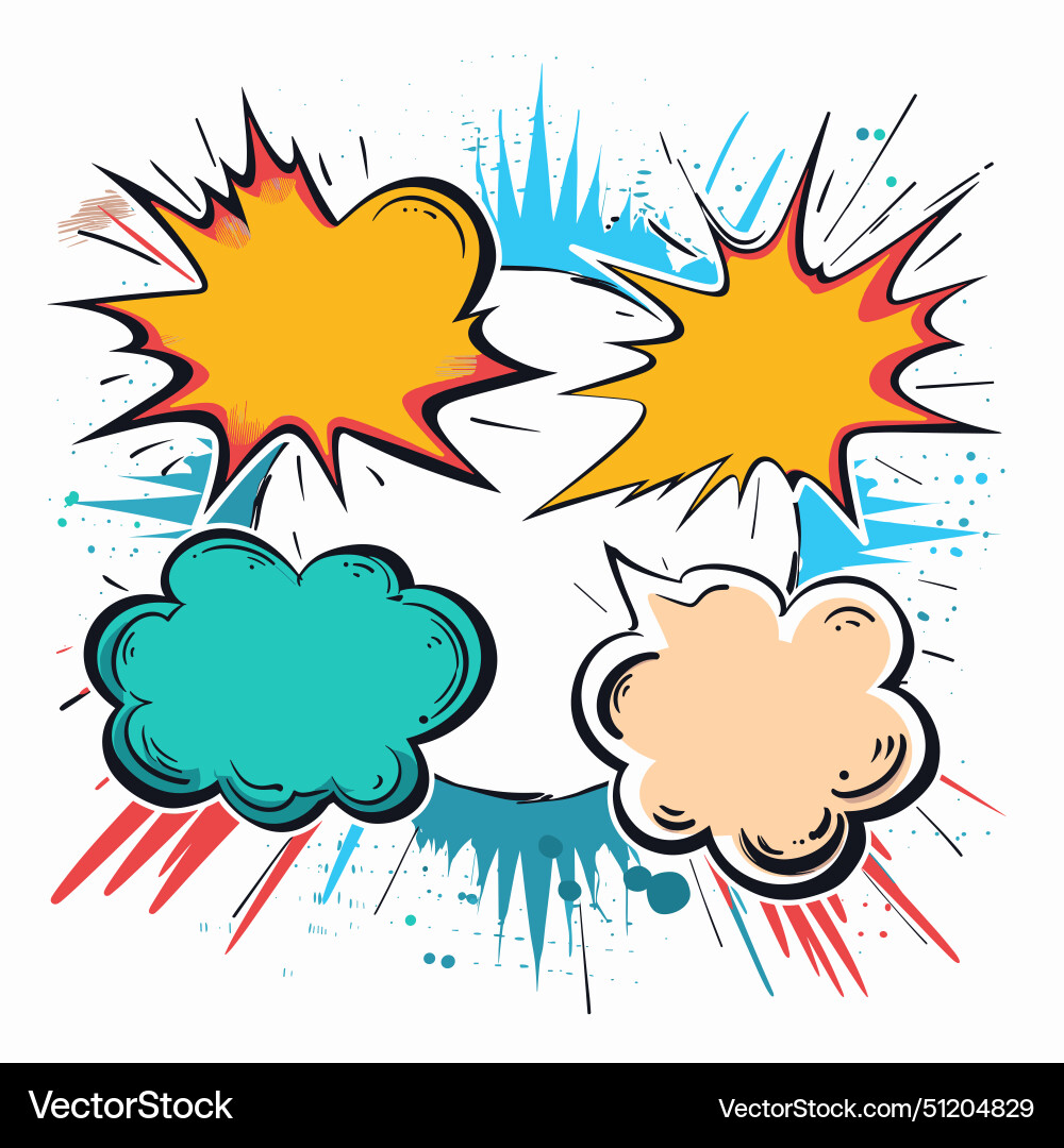 Comic book speech bubbles colorful explosion pop Vector Image