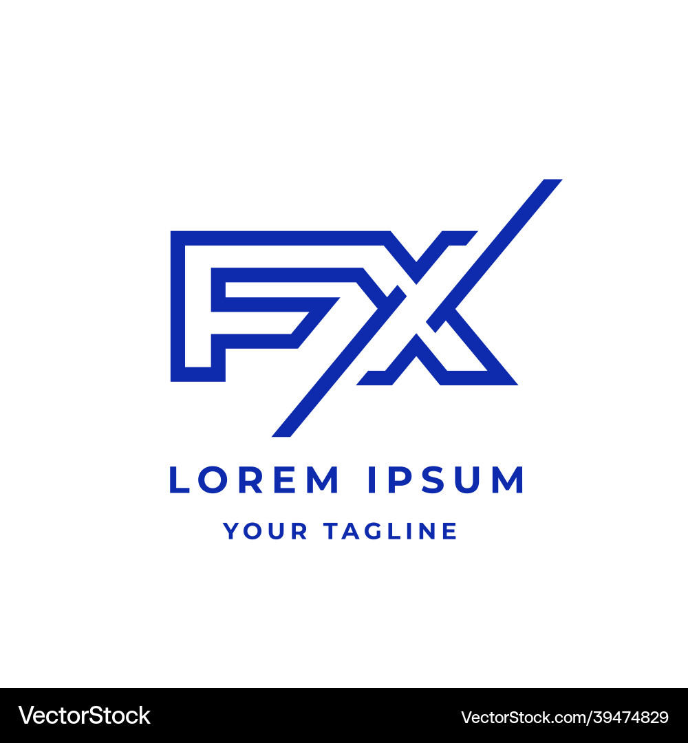 Fx company logo design in blue color Royalty Free Vector