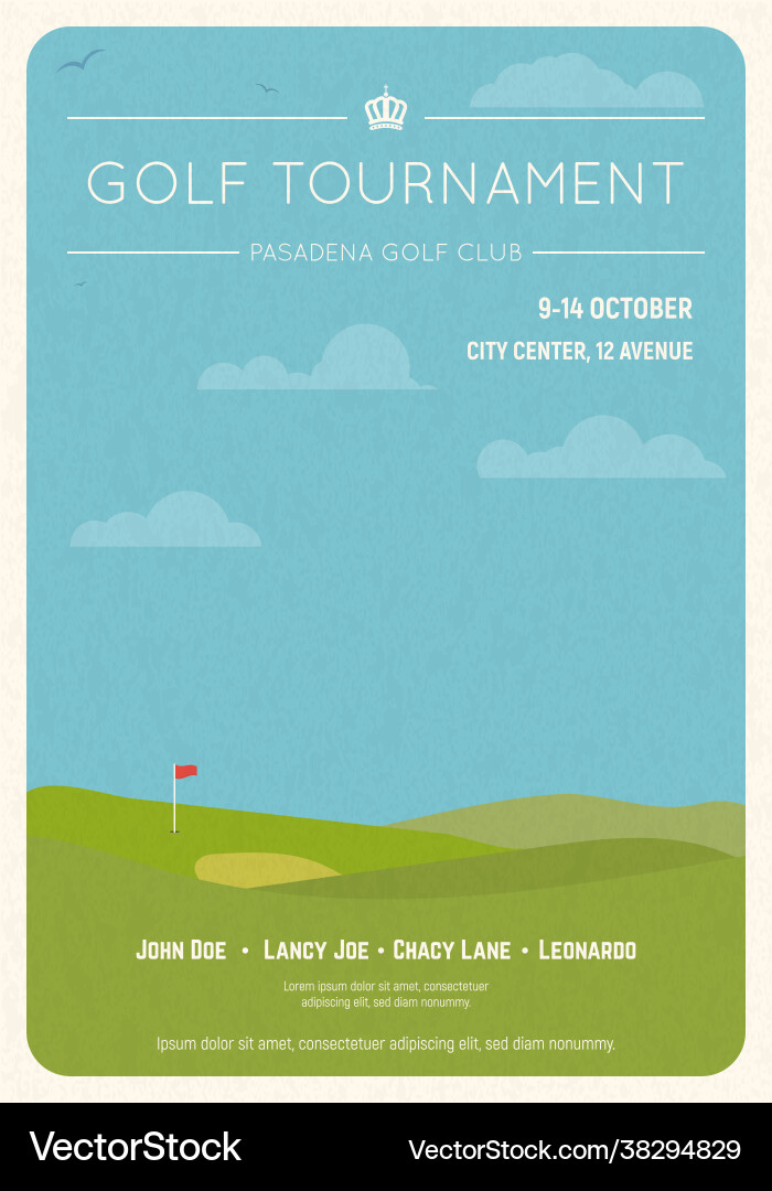 Golf tournament invite poster Royalty Free Vector Image