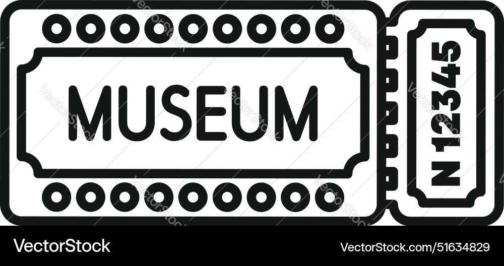 Museum ticket admit one access pass concept Vector Image