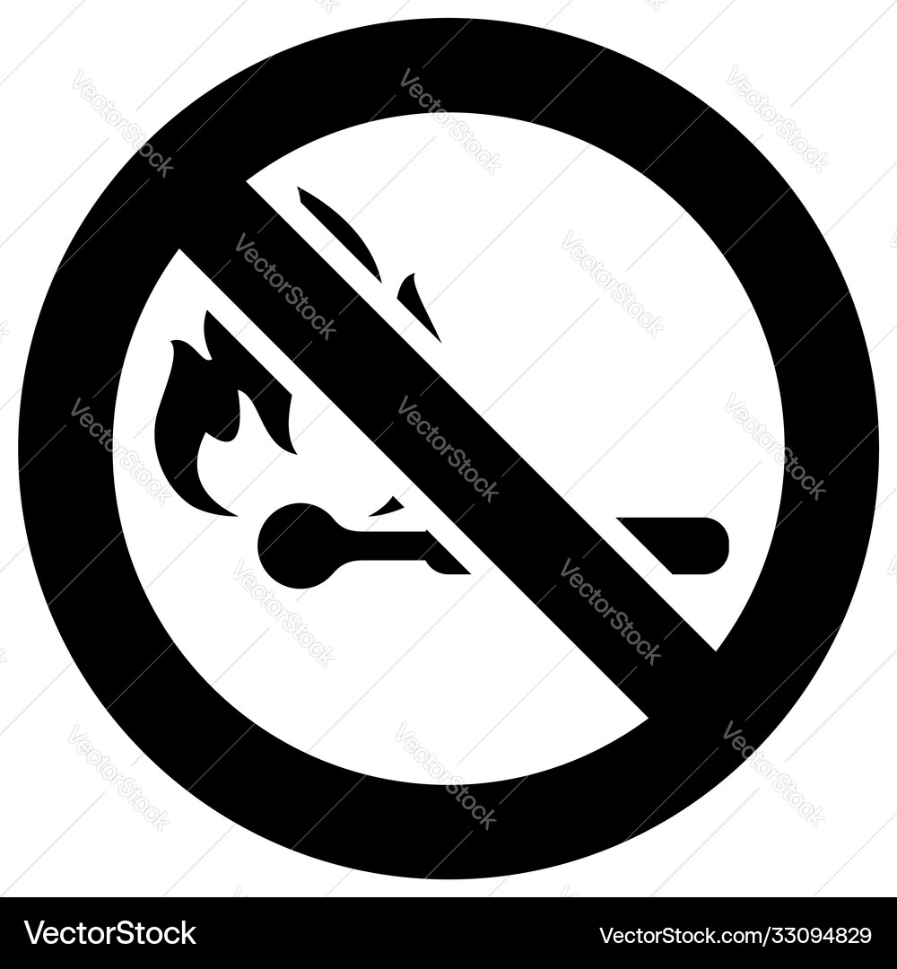 No open flame forbidden sign modern round sticker Vector Image