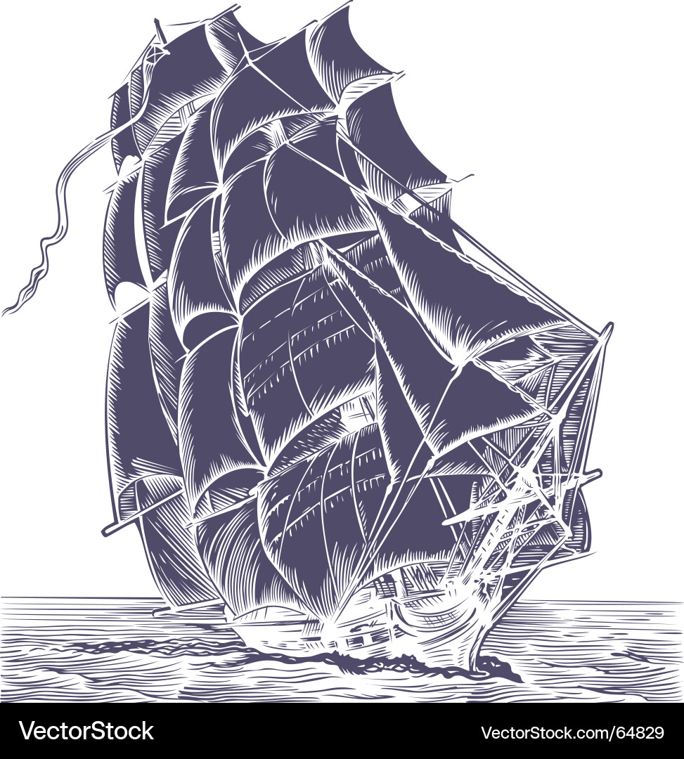 Old ship Royalty Free Vector Image - VectorStock
