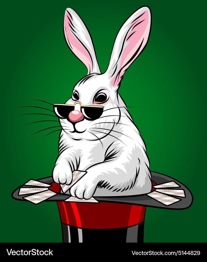 Rabbit with cards Royalty Free Vector Image - VectorStock