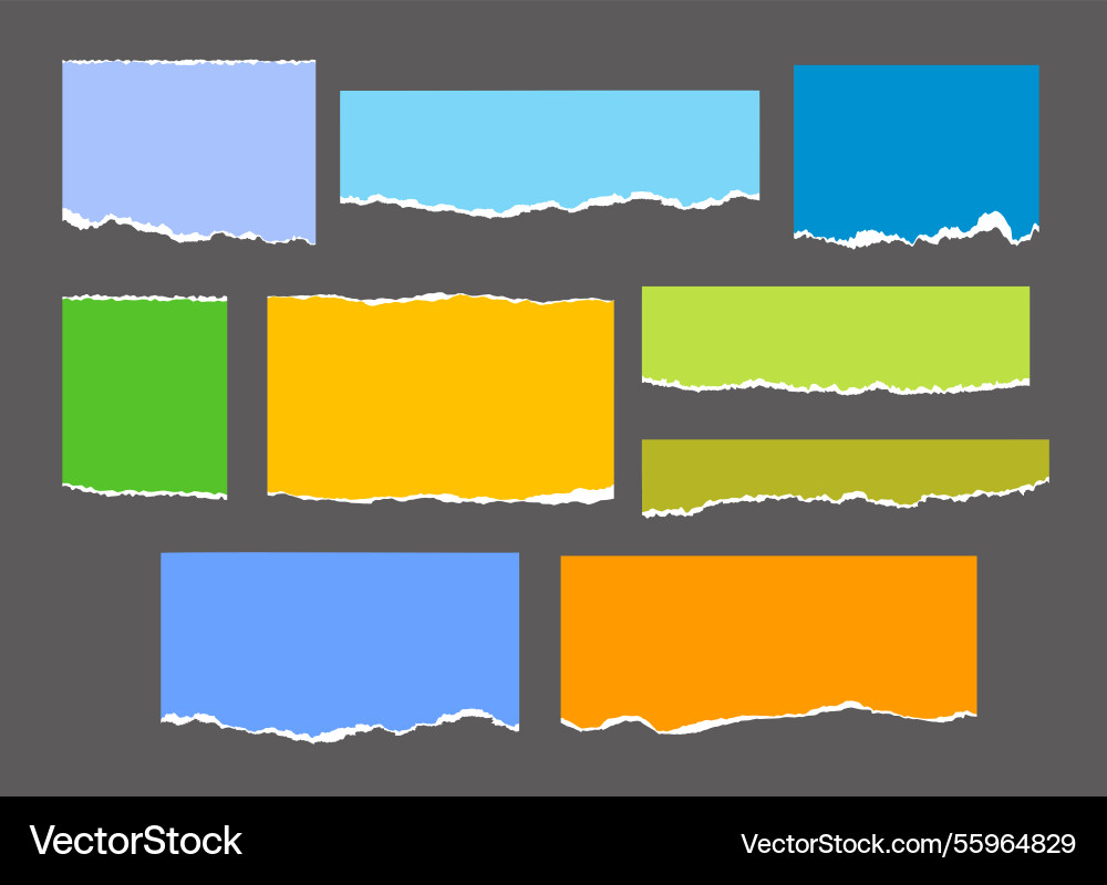 Set of paper note ripped strips on dark Royalty Free Vector