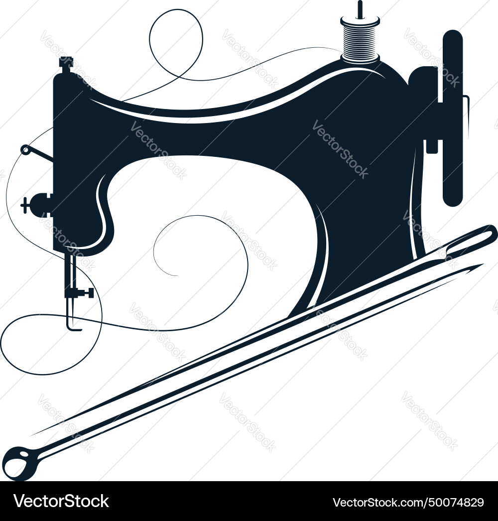 Sewing machine and needle design Royalty Free Vector Image