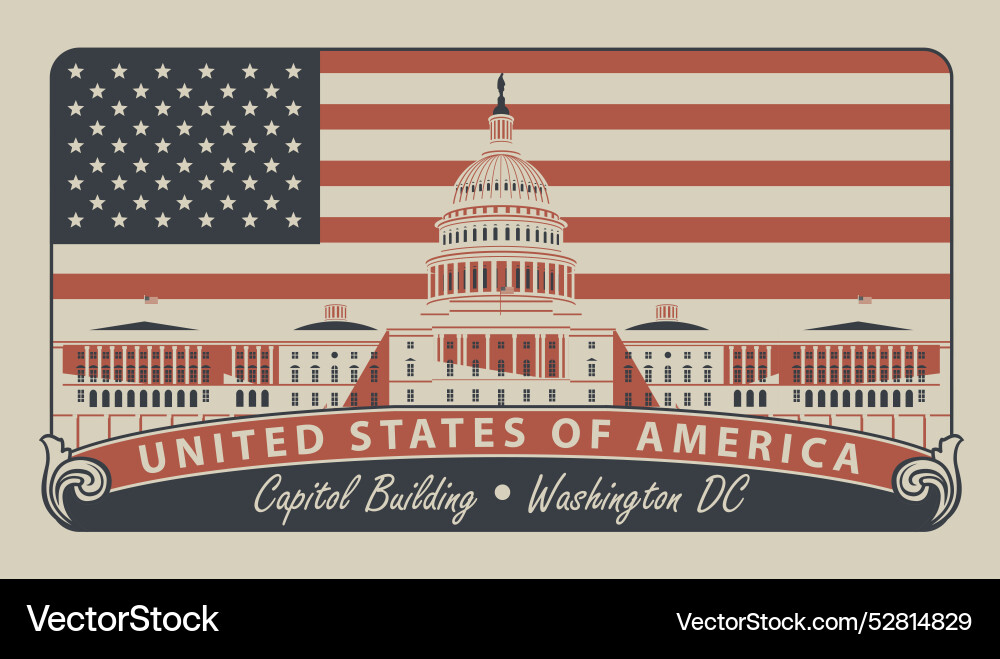 Usa capitol in washington dc Royalty Free Vector Image
