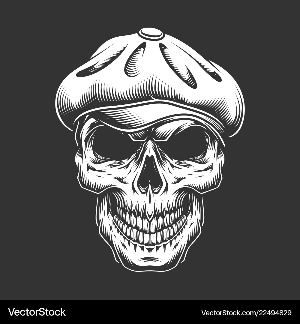 Vintage irish skull in tweed cap Royalty Free Vector Image