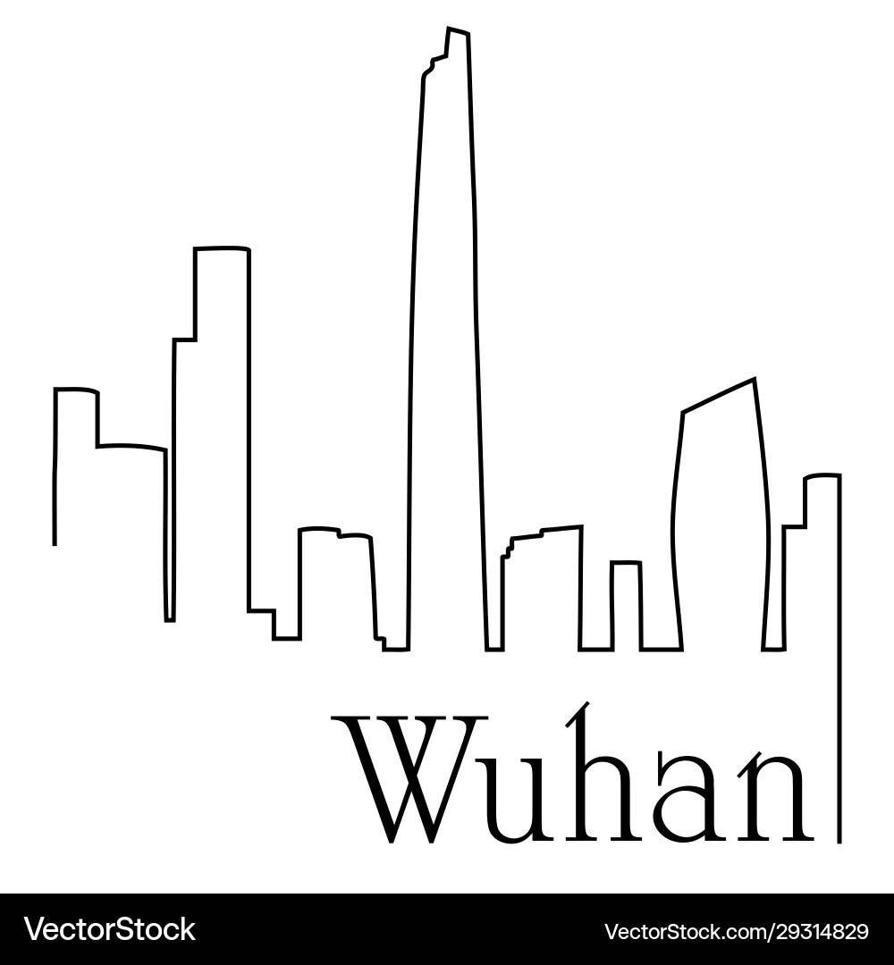 Wuhan city one line drawing Royalty Free Vector Image