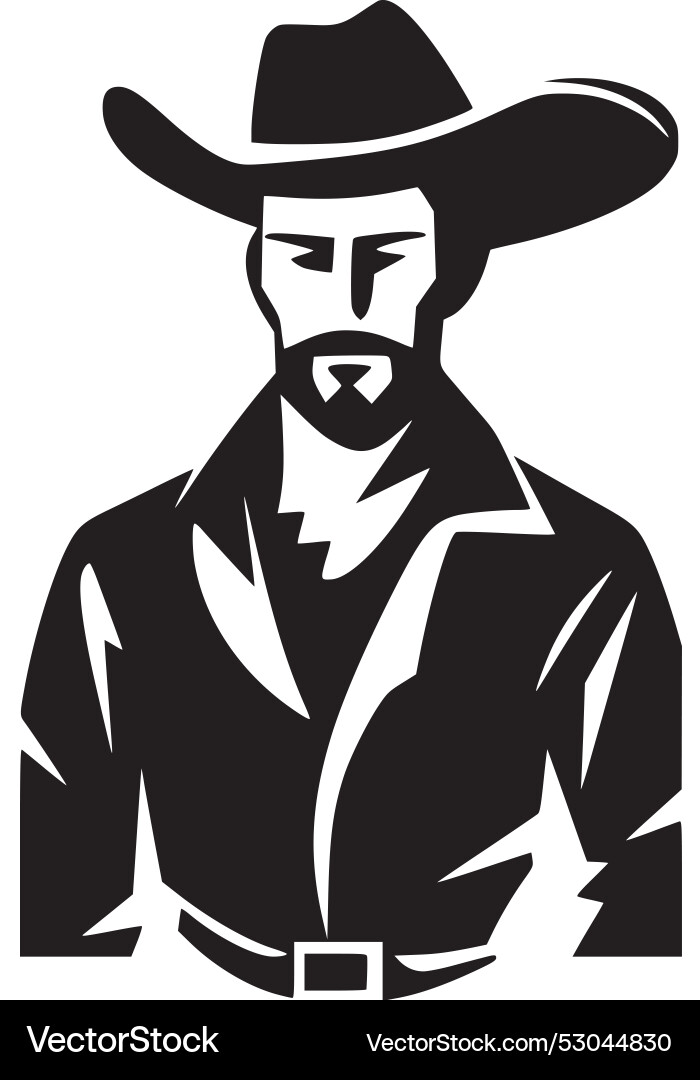 Cowboy - minimalist and flat logo Royalty Free Vector Image