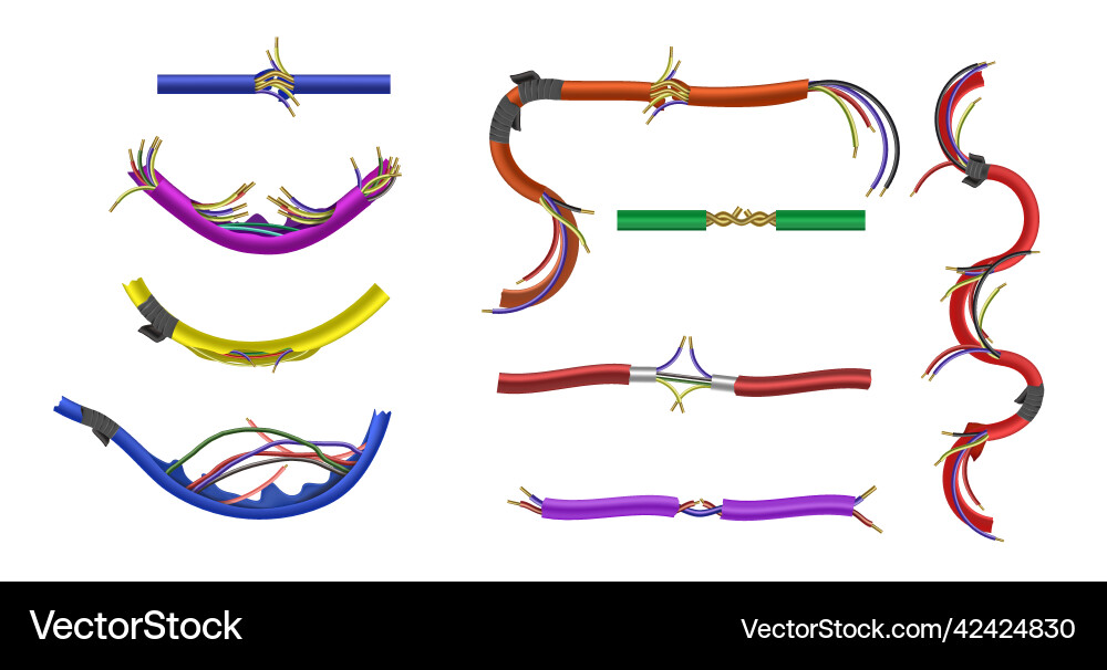 Damaged cables set Royalty Free Vector Image - VectorStock