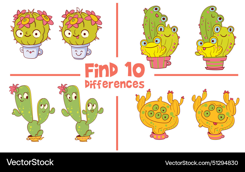 Find 10 differences in the picture educational Vector Image