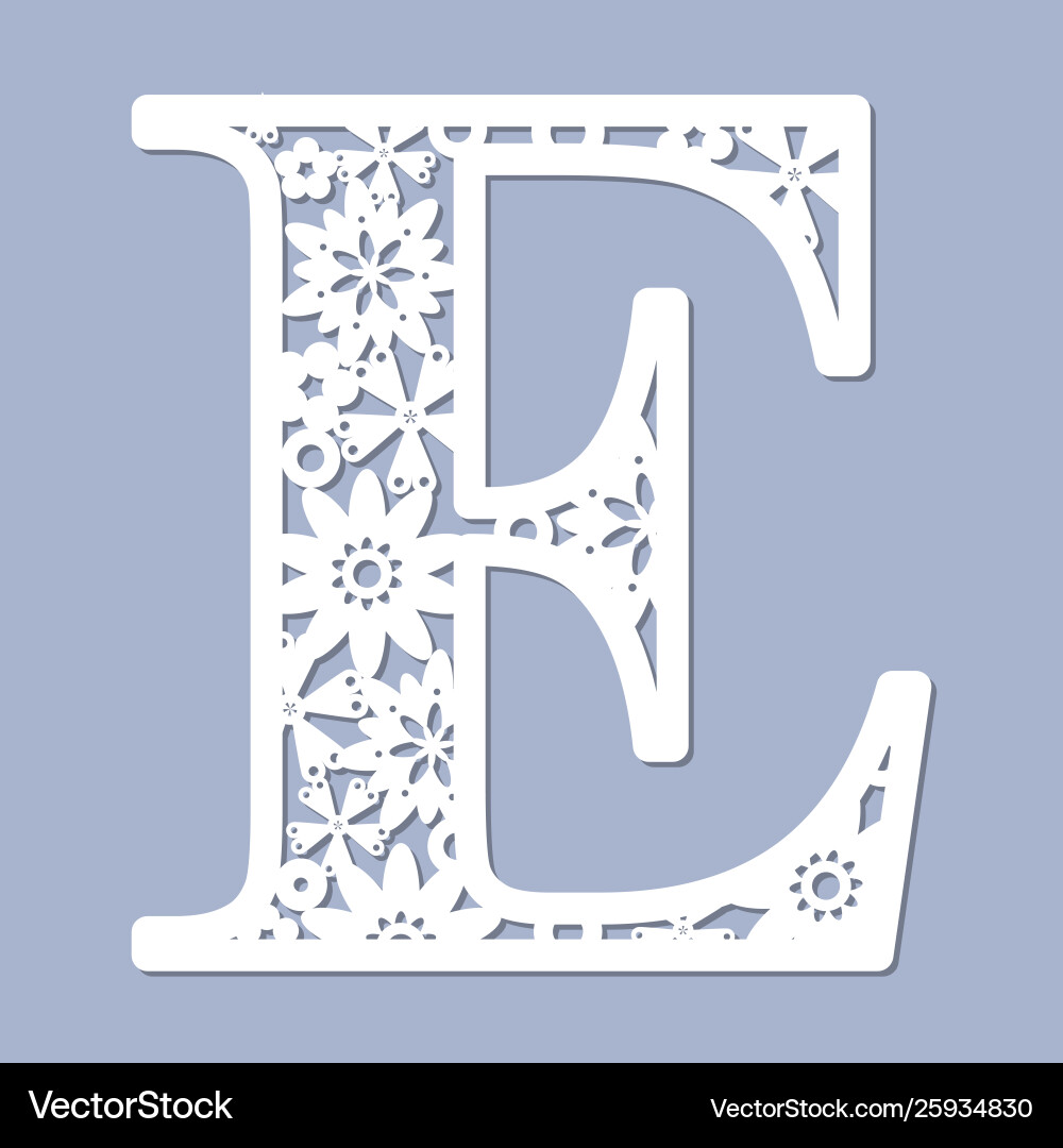 Laser cutting pattern letter e Royalty Free Vector Image