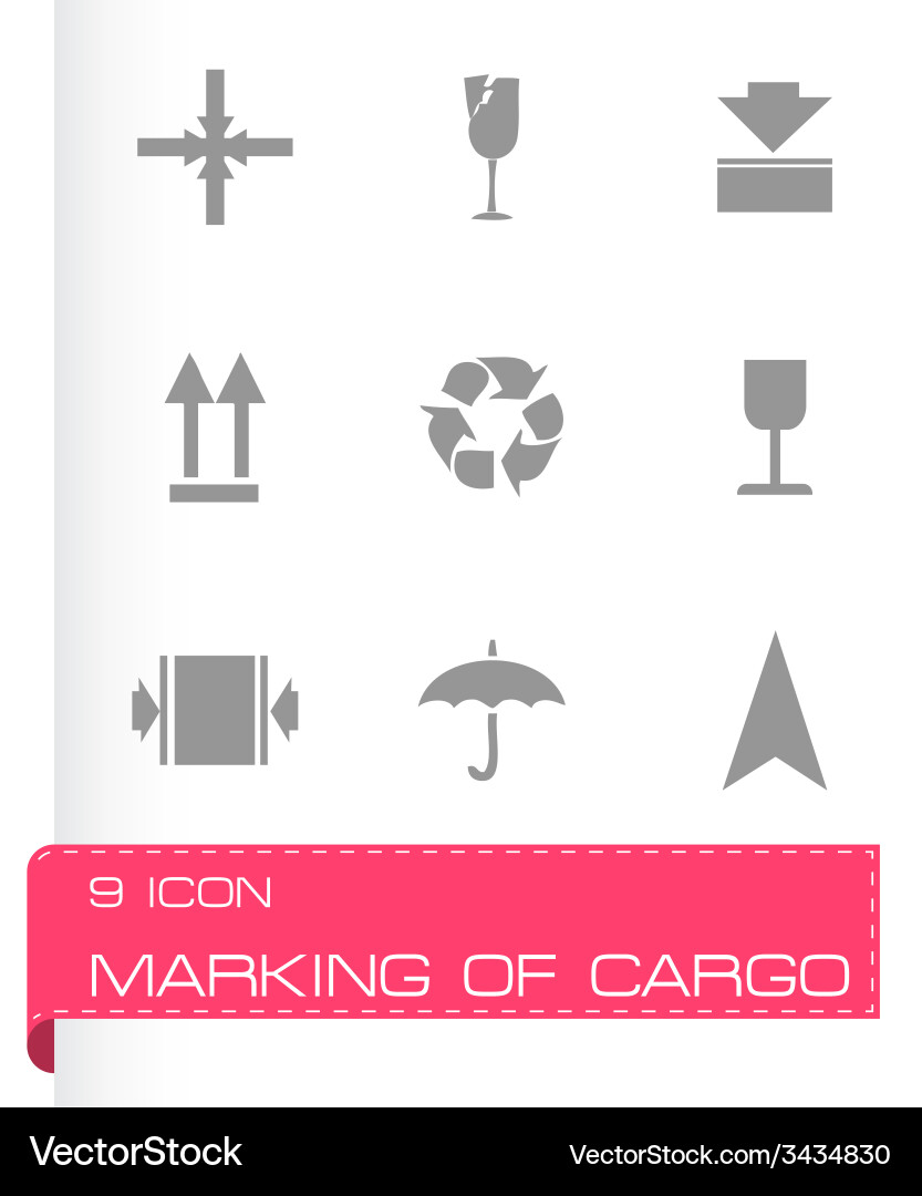 Marking of cargo icons set Royalty Free Vector Image